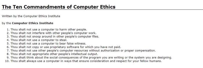 Solved this site offers the "Ten Commandments of Computer | Chegg.com
