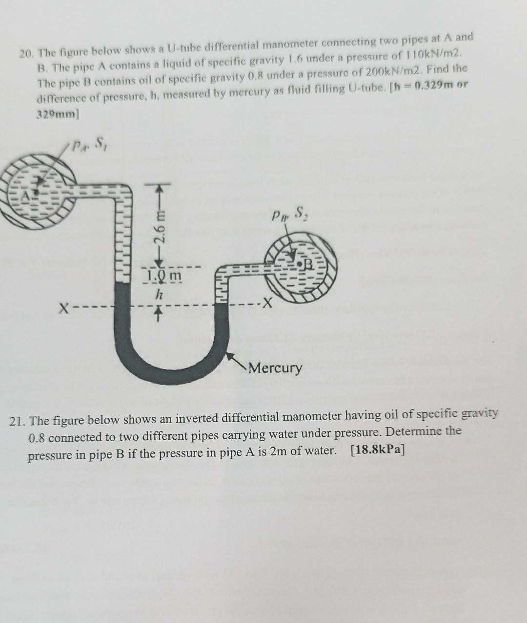 Solved 11. The pressure difference between an oil pipe and | Chegg.com