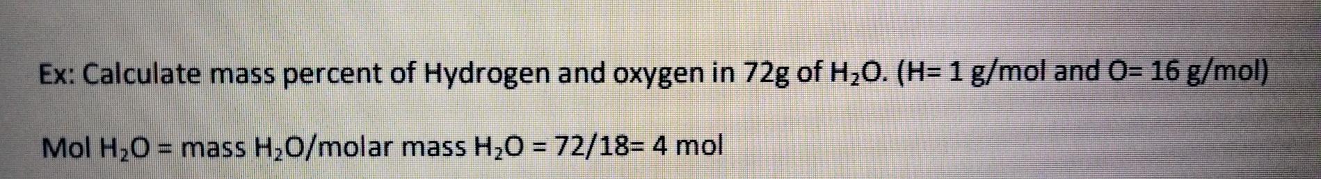 Solved Ex: Calculate mass percent of Hydrogen and oxygen in | Chegg.com