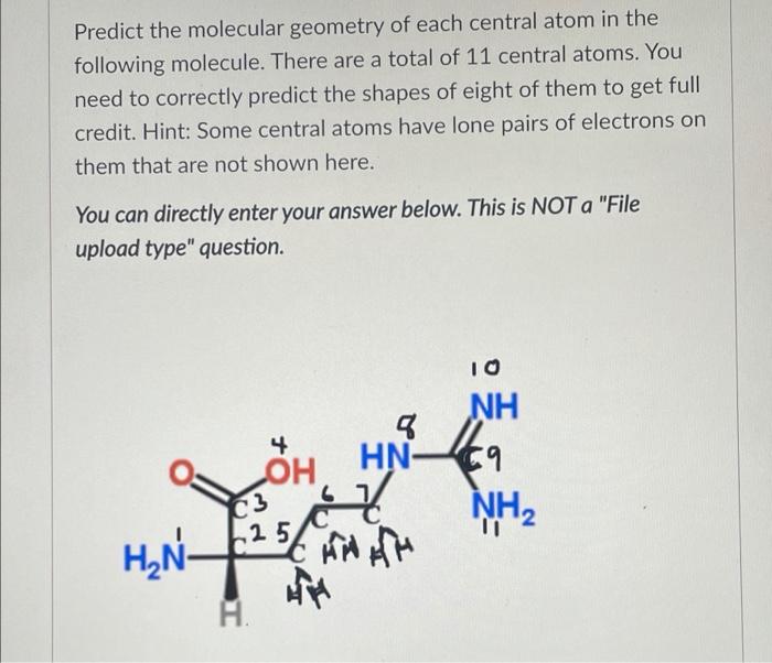 Solved Predict the molecular geometry of each central atom | Chegg.com