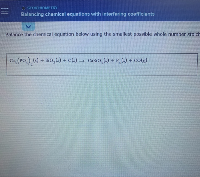 Solved O STOICHIOMETRY Balancing chemical equations with | Chegg.com