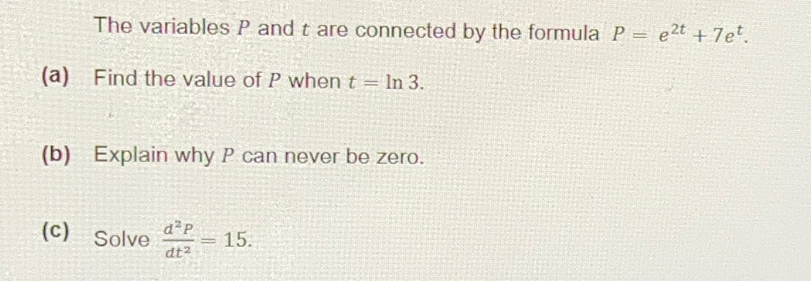 Solved The variables P ﻿and t ﻿are connected by the formula | Chegg.com