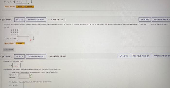 Solved solve the homogeneous linear system corresponding to | Chegg.com