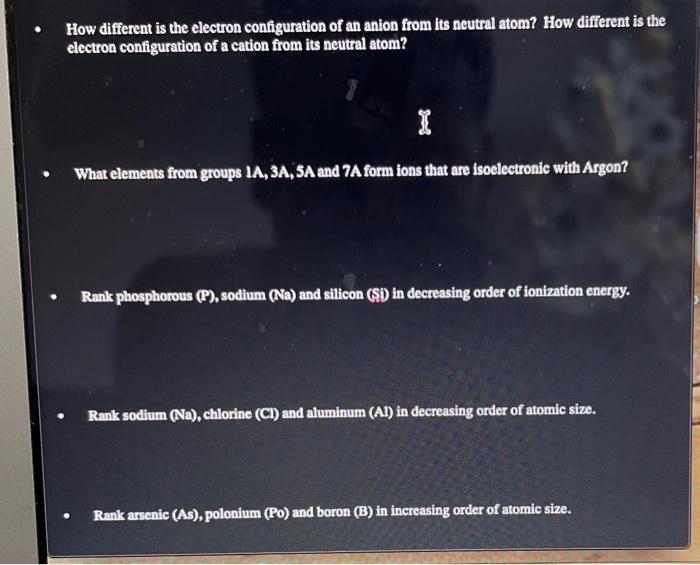 Solved How different is the electron configuration of an | Chegg.com