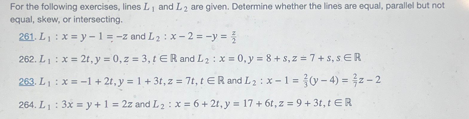 Solved For the following exercises, lines L1 ﻿and L2 ﻿are | Chegg.com