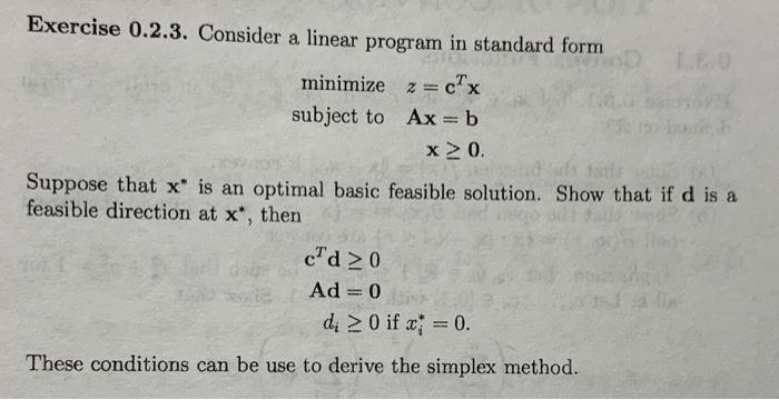 Solved Exercise 0.2.3. Consider a linear program in standard | Chegg.com