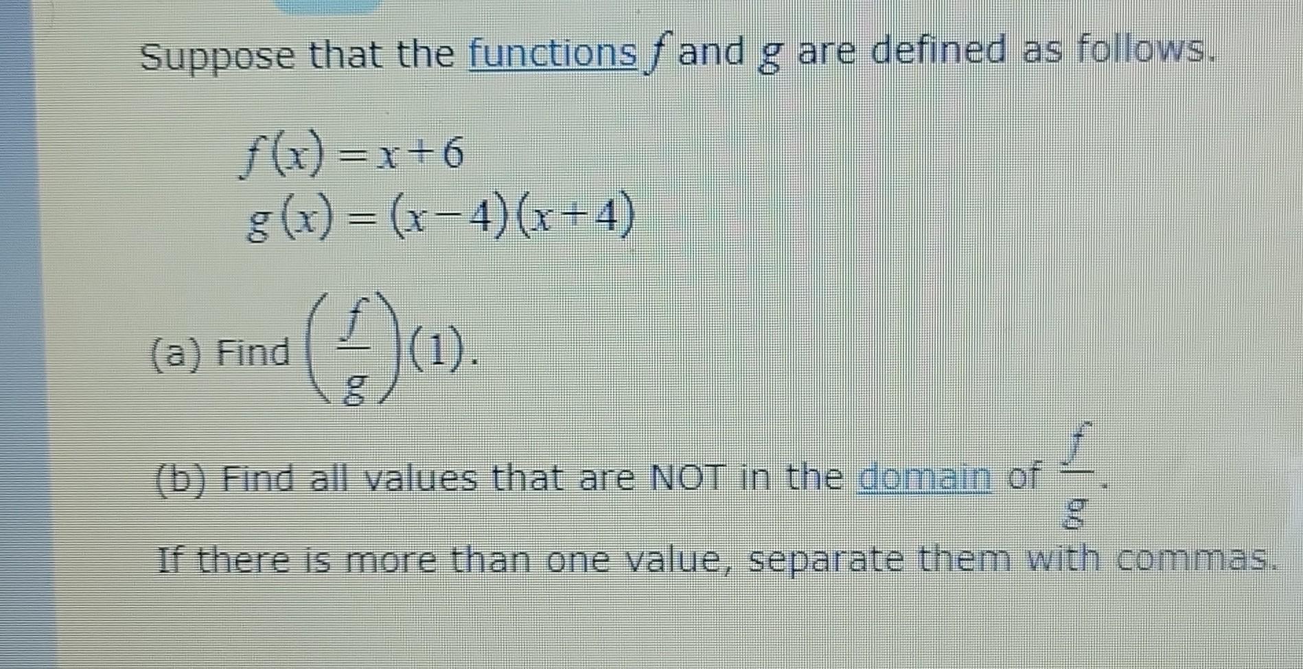 Solved Suppose that the functions fand g are defined as | Chegg.com