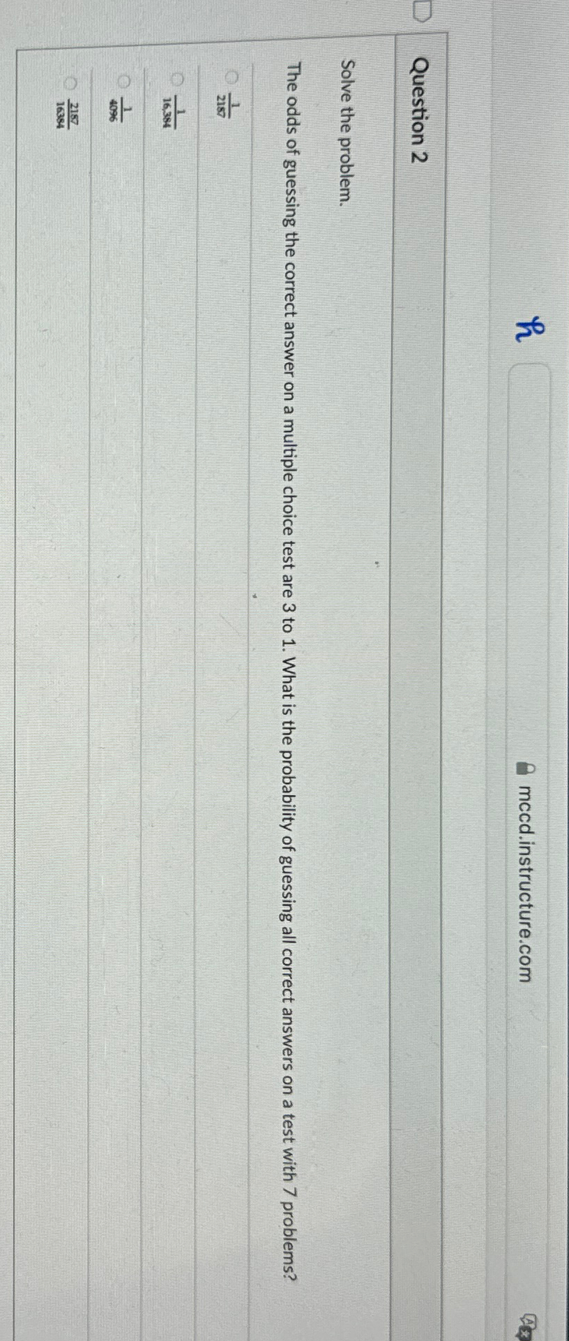 Solved hmccd.instructure.comQuestion 2Solve the problem.The | Chegg.com