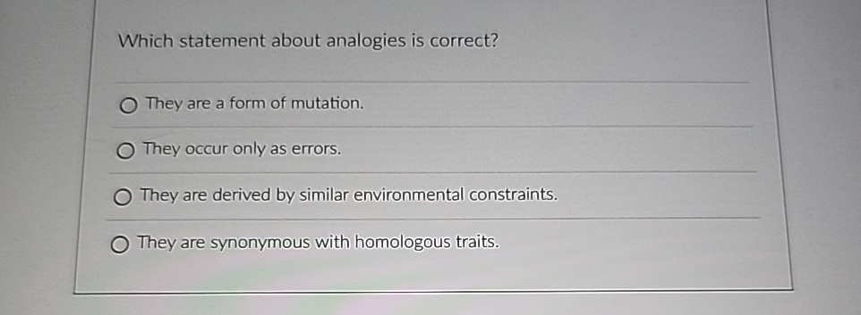 Solved Which statement about analogies is correct?They are a | Chegg.com