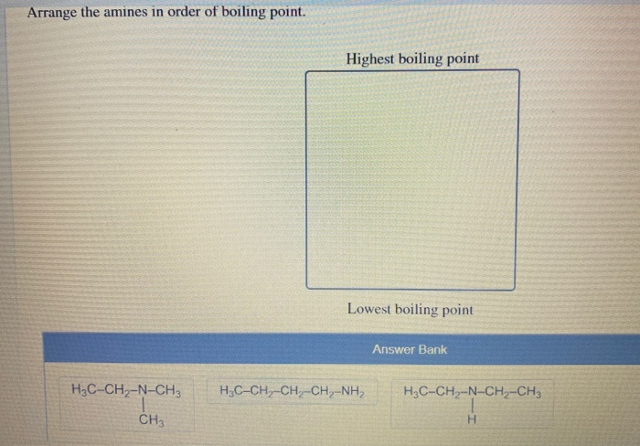 Solved Arrange the amines in order of boiling point. Highest | Chegg.com