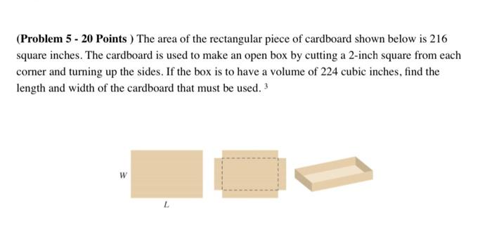 Solved (Problem 5 - 20 Points ) The area of the rectangular | Chegg.com