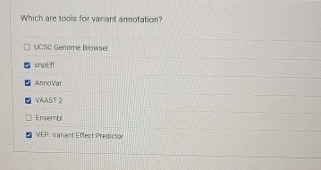 Solved Which are tools for variant annotation?UCSC Genome | Chegg.com