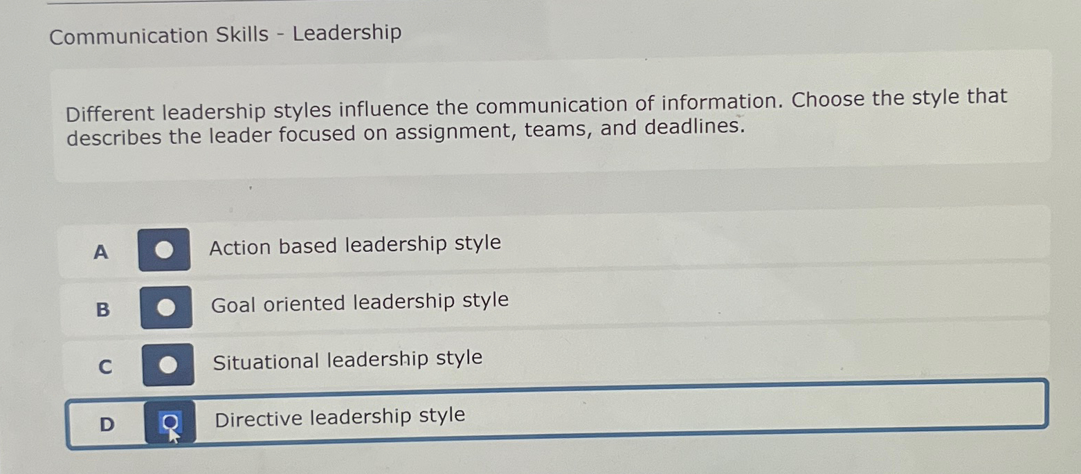 Solved Communication Skills - ﻿LeadershipDifferent | Chegg.com