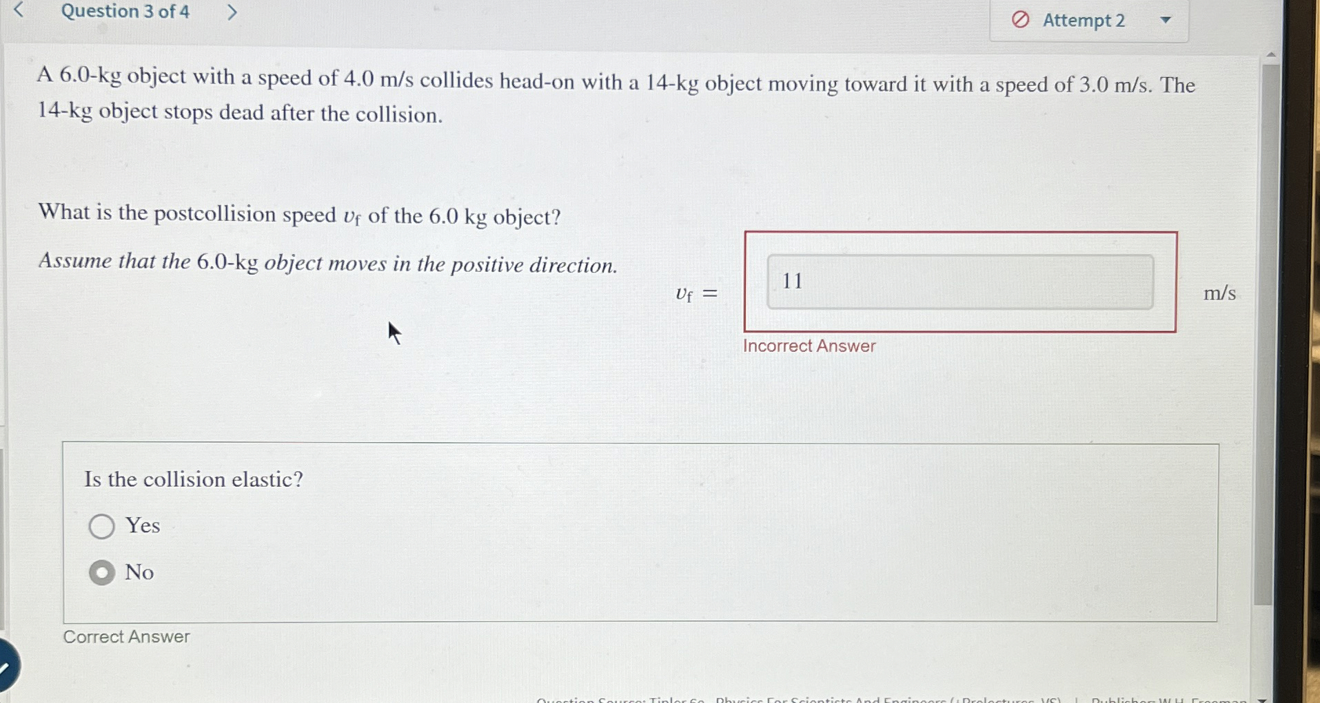 Solved Question 3 ﻿of 4attempt 2a 6 0 Kg ﻿object With A