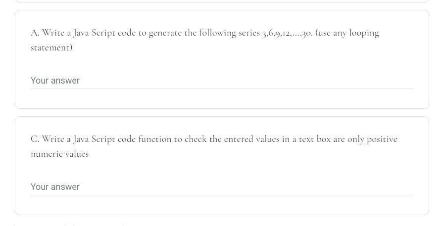Solved A Write A Java Script Code To Generate The Following