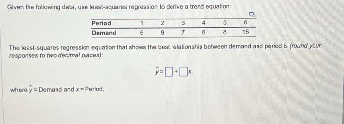 Solved Given the following data, use least-squares | Chegg.com
