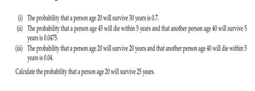 Solved actuarial calculation(i) ﻿The probability that a | Chegg.com