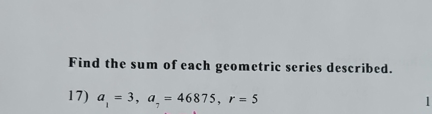 Solved Find the sum of each geometric series | Chegg.com