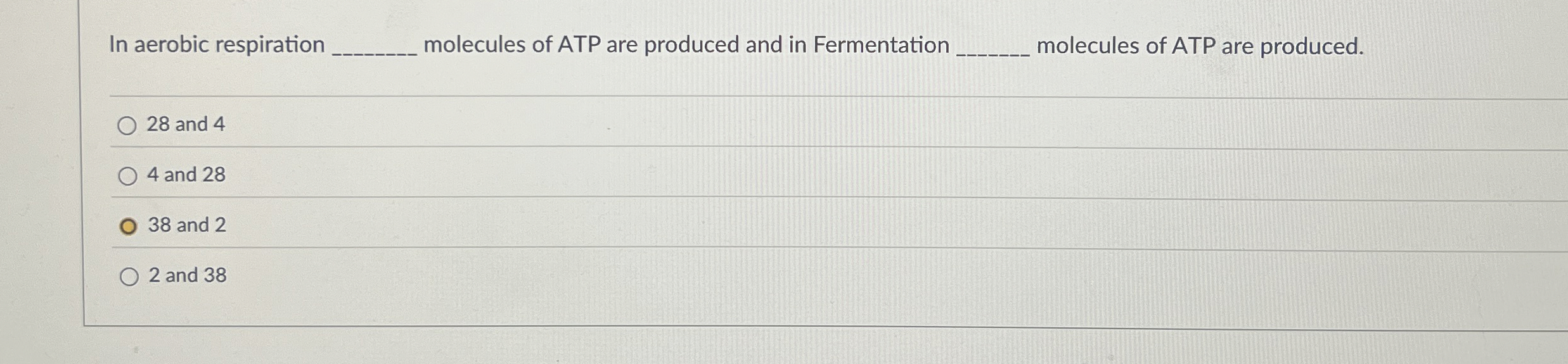 Solved In aerobic respiration ﻿molecules of ATP are | Chegg.com