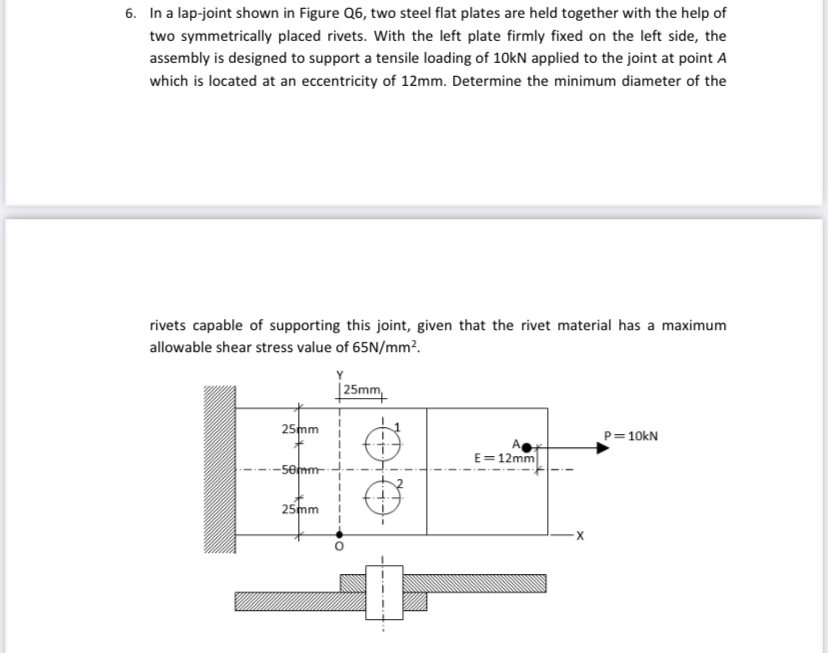 Solved In a lap-joint shown in Figure Q6, ﻿two steel flat | Chegg.com