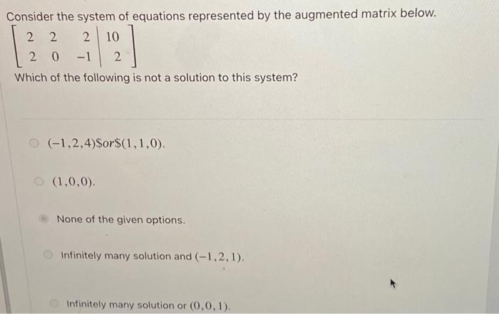 Solved Consider the system of equations represented by the | Chegg.com