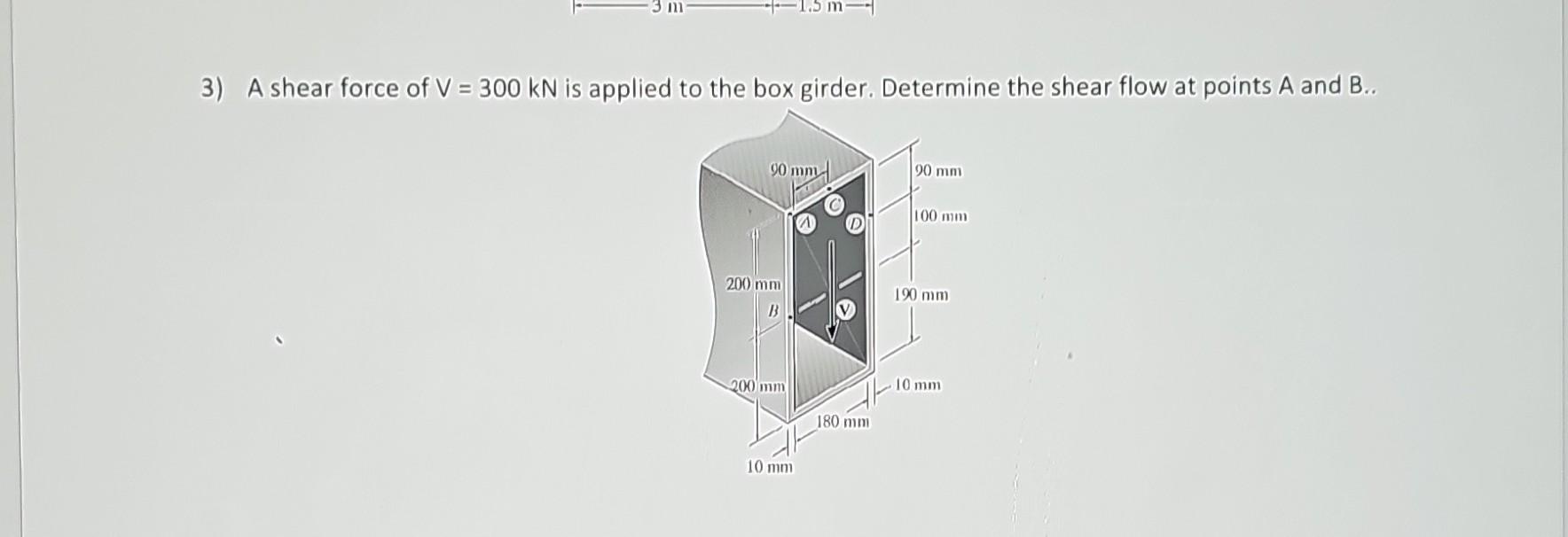 Solved A shear force of V=300kN is applied to the box | Chegg.com