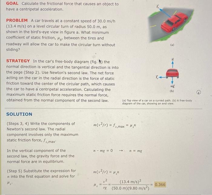 Solved GOAL Calculate the frictional force that causes an | Chegg.com