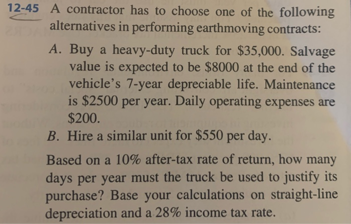 Solved 12-45 A contractor has to choose one of the following | Chegg.com
