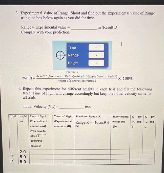 3. Experimental Value of Range: Shoot and find out | Chegg.com