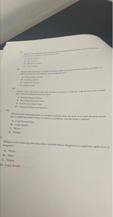 52. Whith of ofe fidlom ing 53. A. Ohain of Cemody B. | Chegg.com