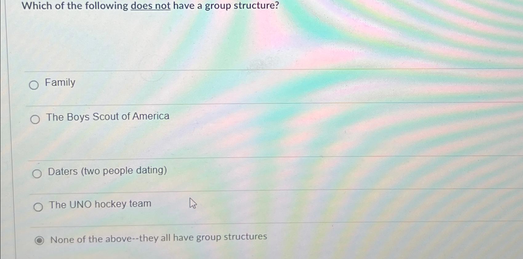 Solved Which of the following does not have a group | Chegg.com