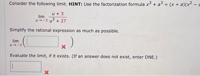 Solved Consider the following limit. HINT: Use the | Chegg.com