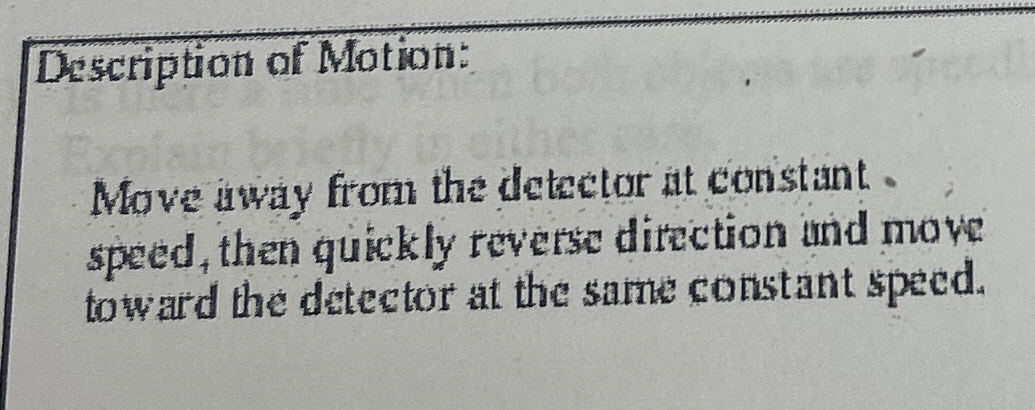 Solved Description of Motion:Move away from the detector at | Chegg.com