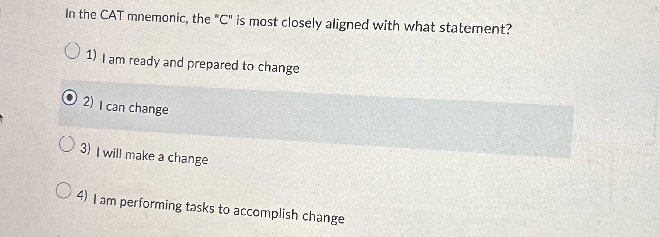Solved In the CAT mnemonic, the "C" ﻿is most closely aligned | Chegg.com