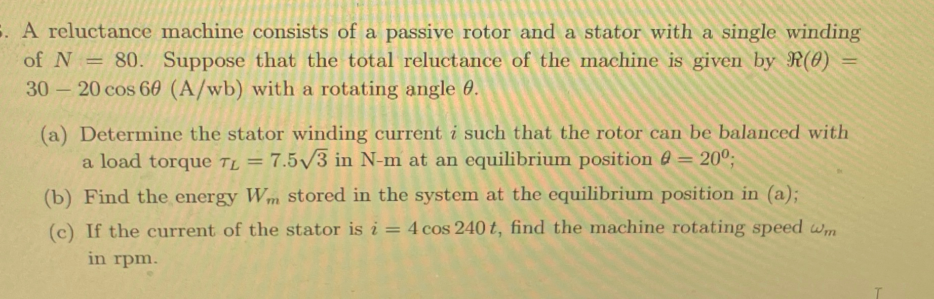 Solved A reluctance machine consists of a passive rotor and | Chegg.com