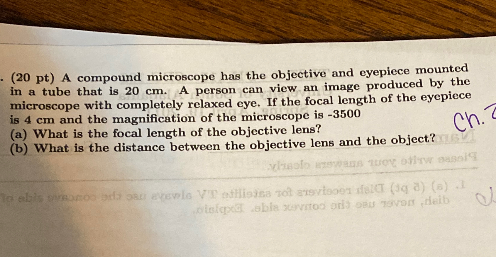 Solved (20 ﻿pt) ﻿A compound microscope has the objective and | Chegg.com