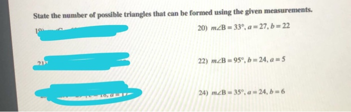 Solved State the number of possible triangles that can be | Chegg.com