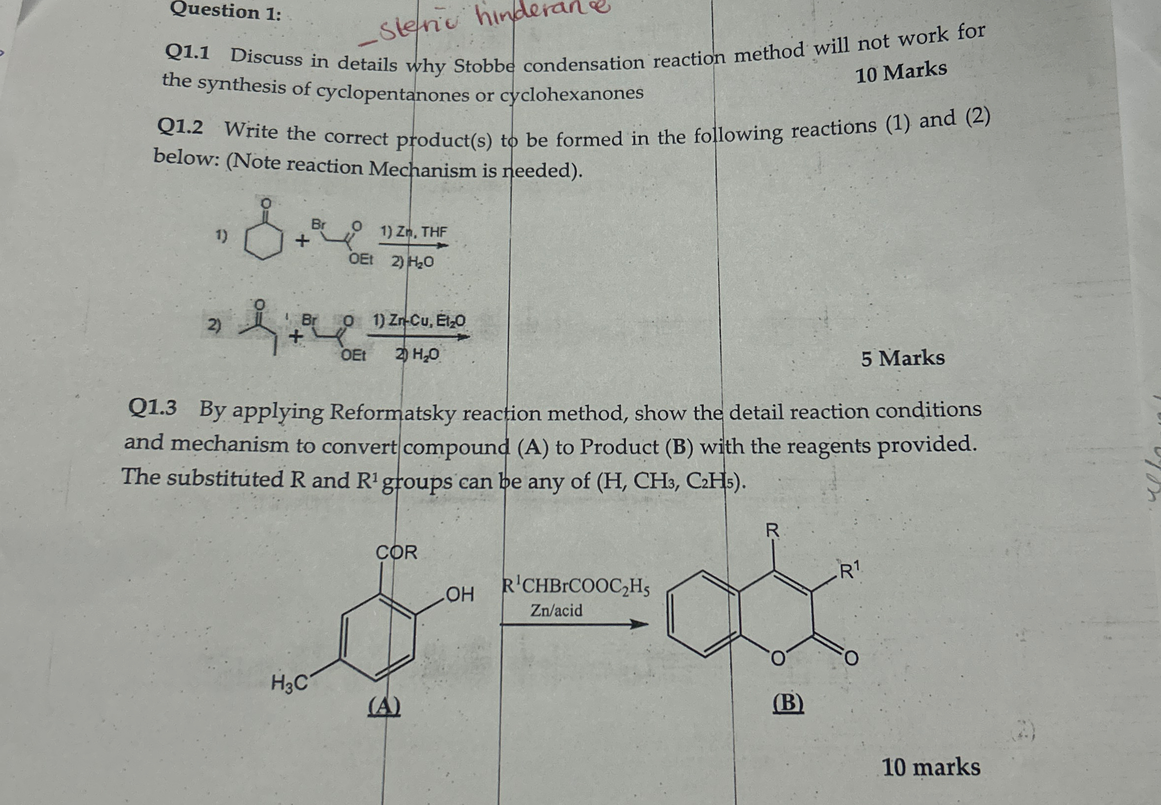 Solved Question 1:Q1.1 ﻿Discuss in details why Stobbe | Chegg.com