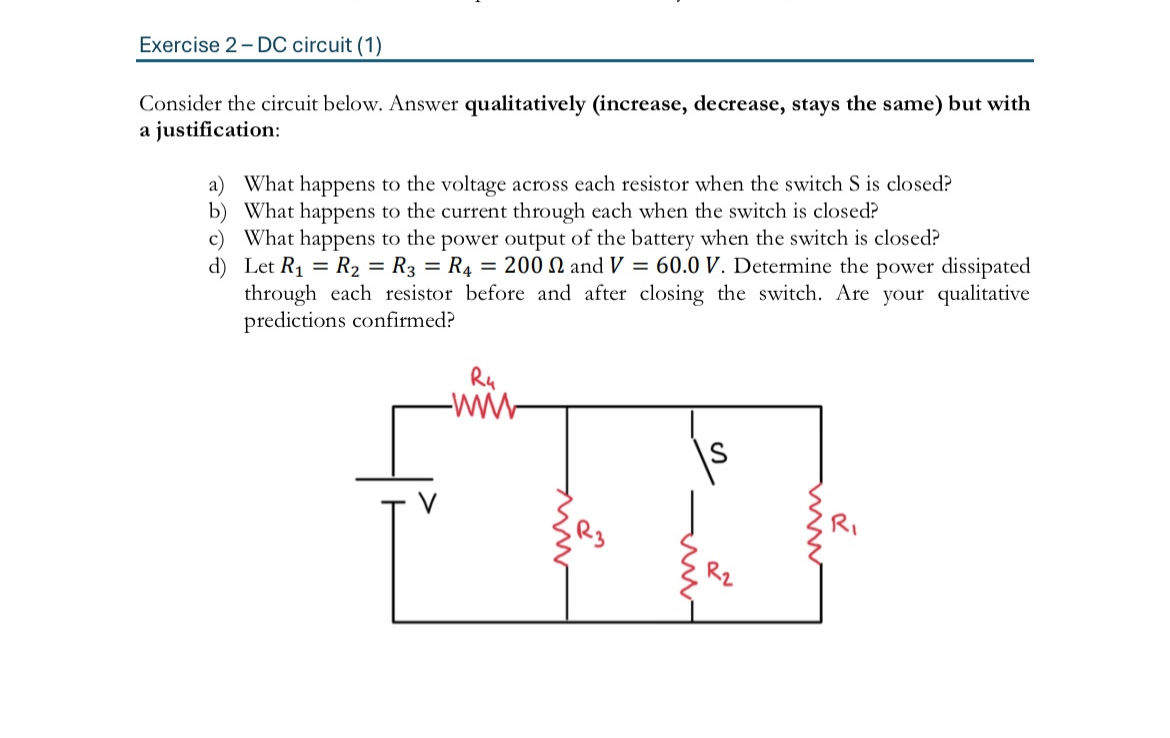 Solved Exercise 2-DC circuit (1)Consider the circuit below. | Chegg.com