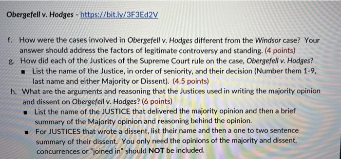Obergefell v. Hodges - https://bit.ly/3F3Ed2V f. How | Chegg.com