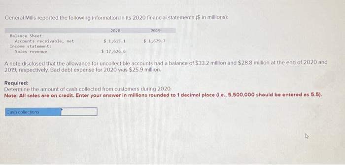 Solved General Mills reported the following information in | Chegg.com