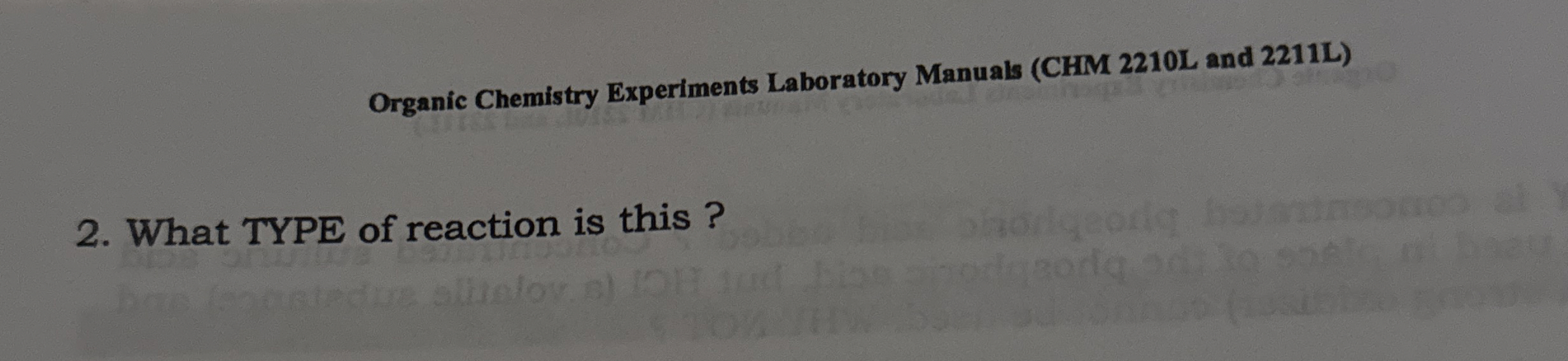 Solved Organic Chemistry Experiments Laboratory Manuals (CHM | Chegg.com