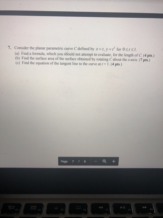 Solved 7. Consider the planar parametric curve C defined by | Chegg.com