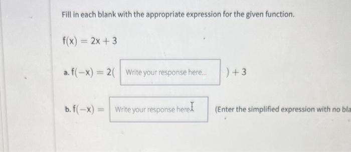 Solved Fill in each blank with the appropriate expression | Chegg.com