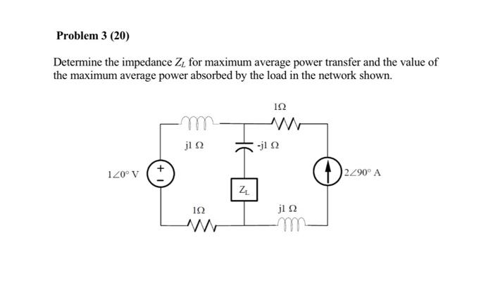 Solved Determine the impedance ZL for maximum average power | Chegg.com