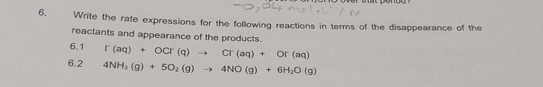 Write the rate expressions for the following | Chegg.com