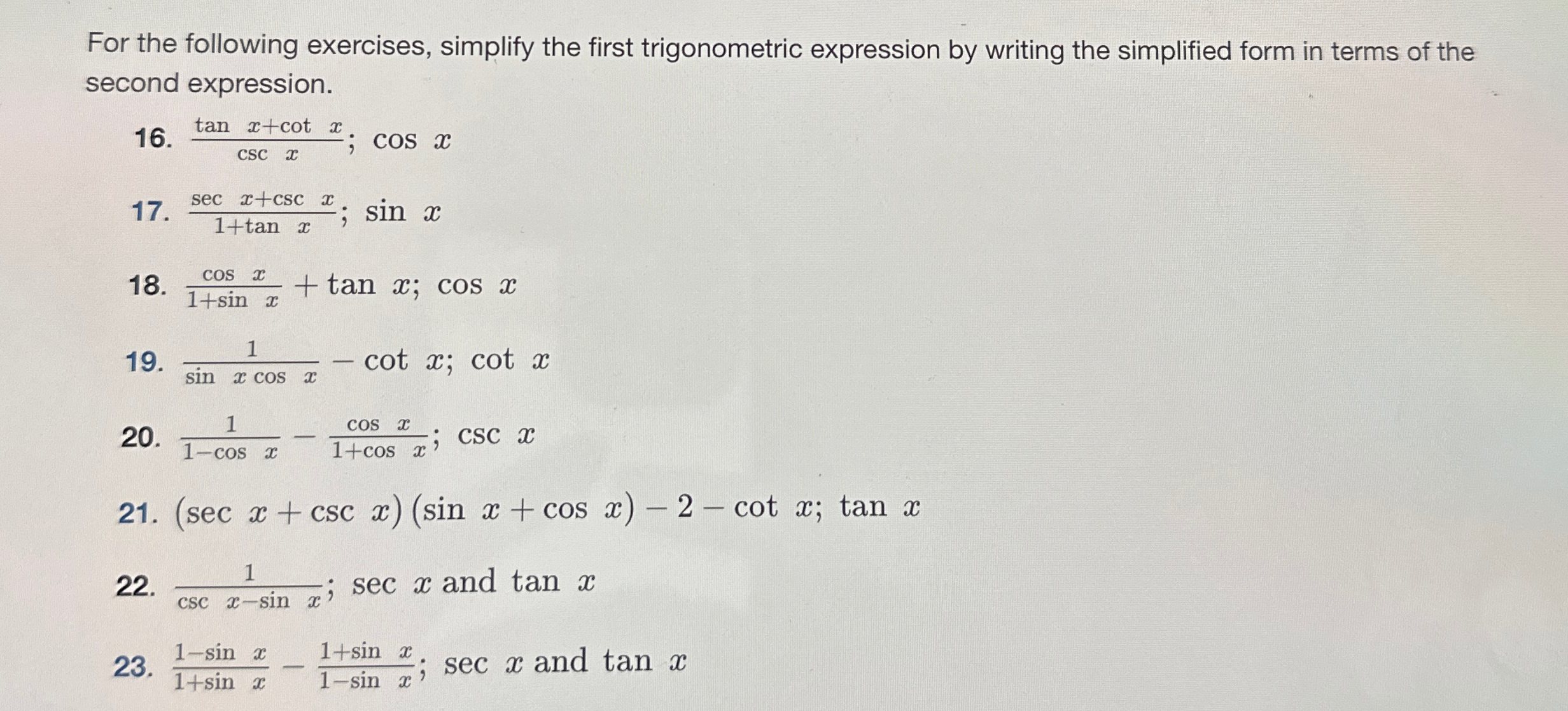 Solved For the following exercises, simplify the first | Chegg.com