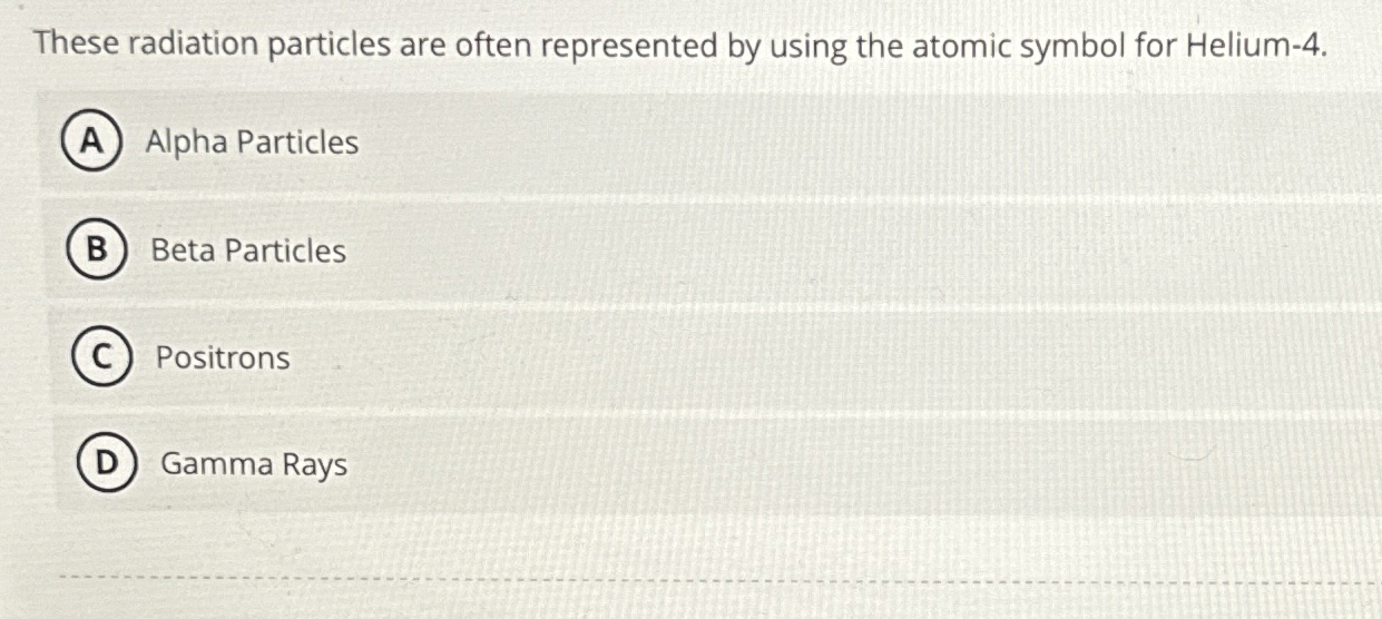 Solved These radiation particles are often represented by | Chegg.com