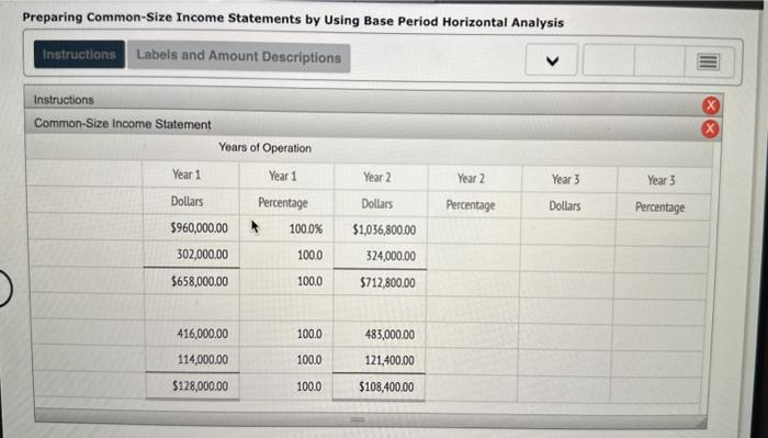 Solved Preparing Common-Size Income Statements by Using Base | Chegg.com
