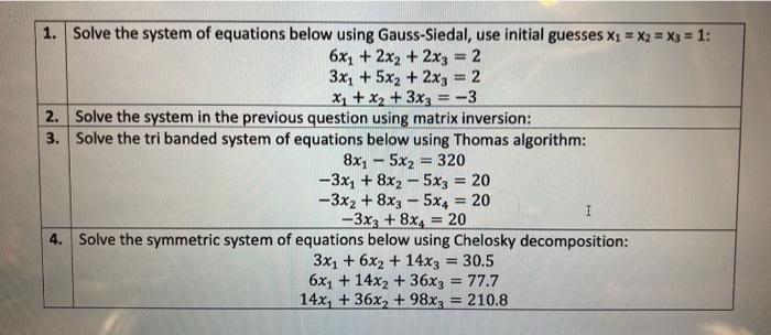 Solved 1. Solve the system of equations below using | Chegg.com